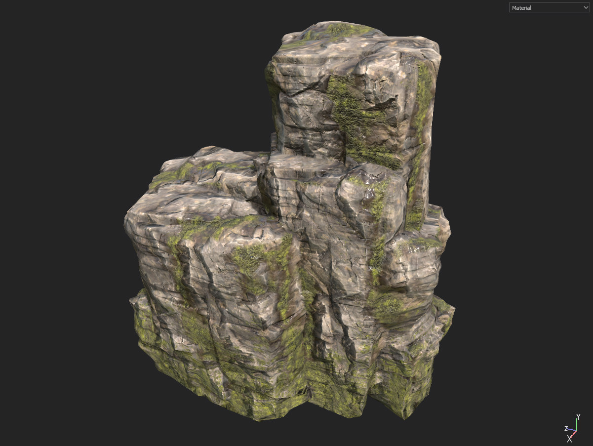 ArtStation - Low poly Wet Mossy Blocky Rock Cliff Pack | Game Assets