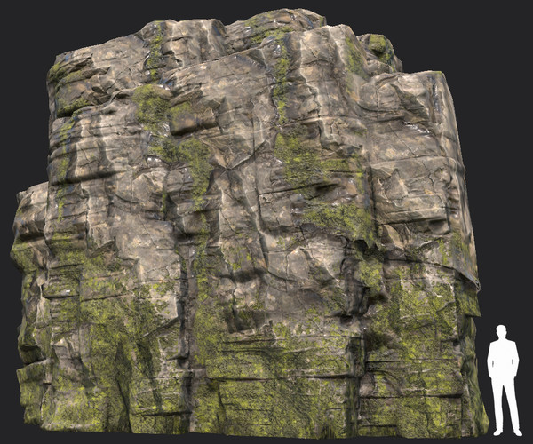 ArtStation - Low poly Wet Mossy Blocky Rock Cliff Pack | Game Assets