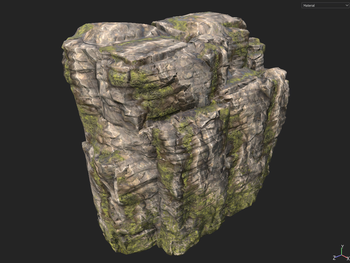 ArtStation - Low poly Wet Mossy Blocky Rock Cliff Pack | Game Assets