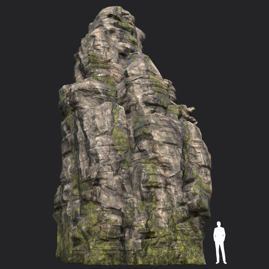 ArtStation - Low poly Wet Mossy Blocky Rock Cliff Pack | Game Assets