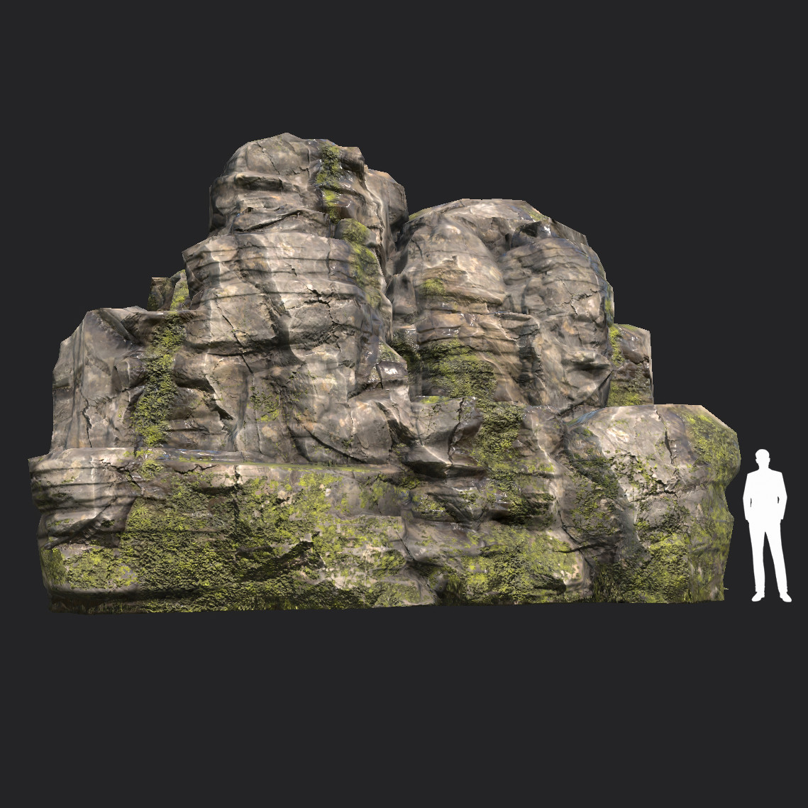 ArtStation - Low poly Wet Mossy Blocky Rock Cliff Pack | Game Assets