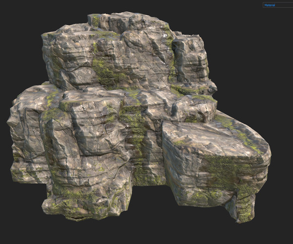ArtStation - Low poly Wet Mossy Blocky Rock Cliff Pack | Game Assets