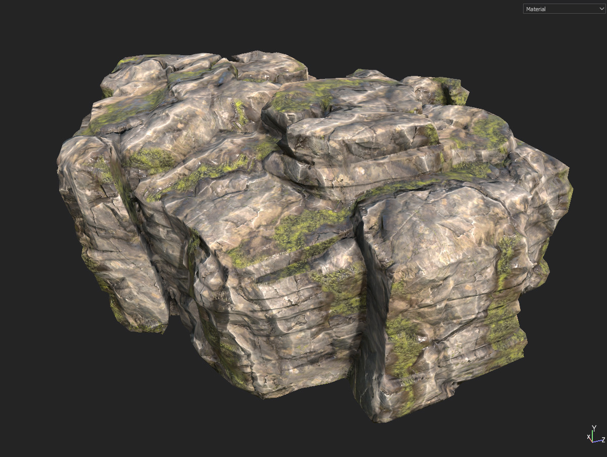 ArtStation - Low poly Wet Mossy Blocky Rock Cliff Pack | Game Assets