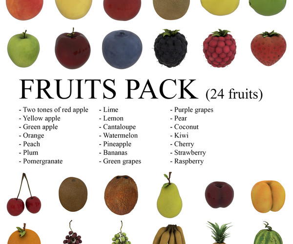 ArtStation - Fruits Pack - 24 fruits | Game Assets