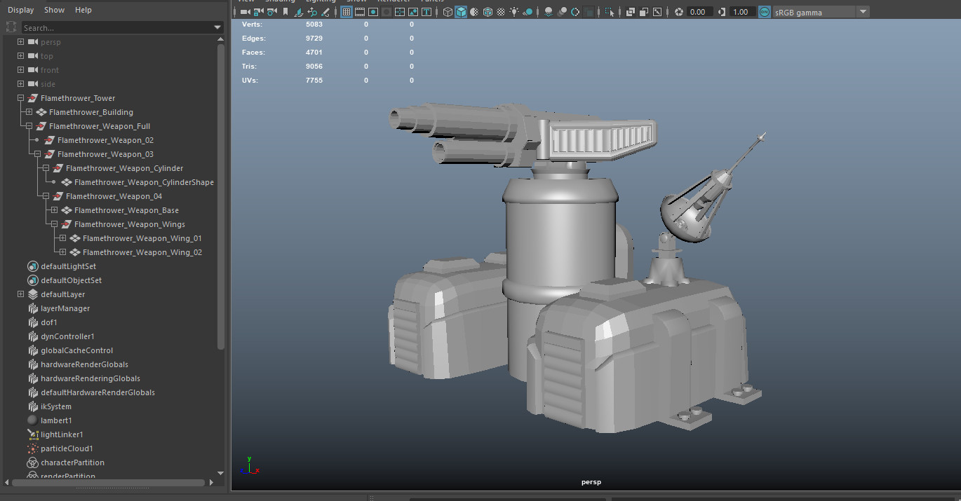 ArtStation - Sci-Fi Flamethrower Tower | Game Assets