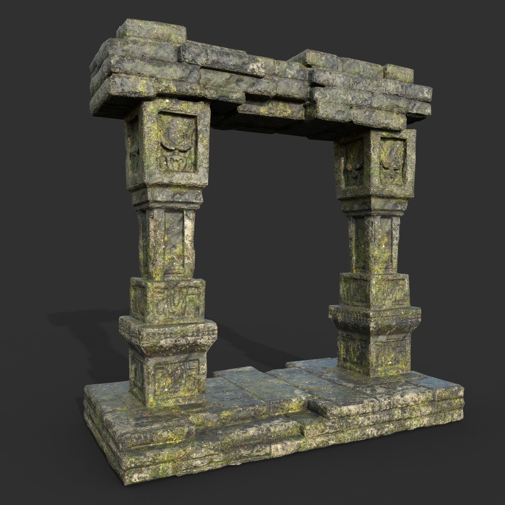 ArtStation - Low poly Mossy Ruin Temple Package 02 | Game Assets
