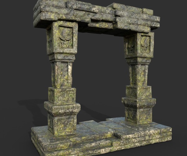 ArtStation - Low poly Mossy Ruin Temple Package 02 | Game Assets
