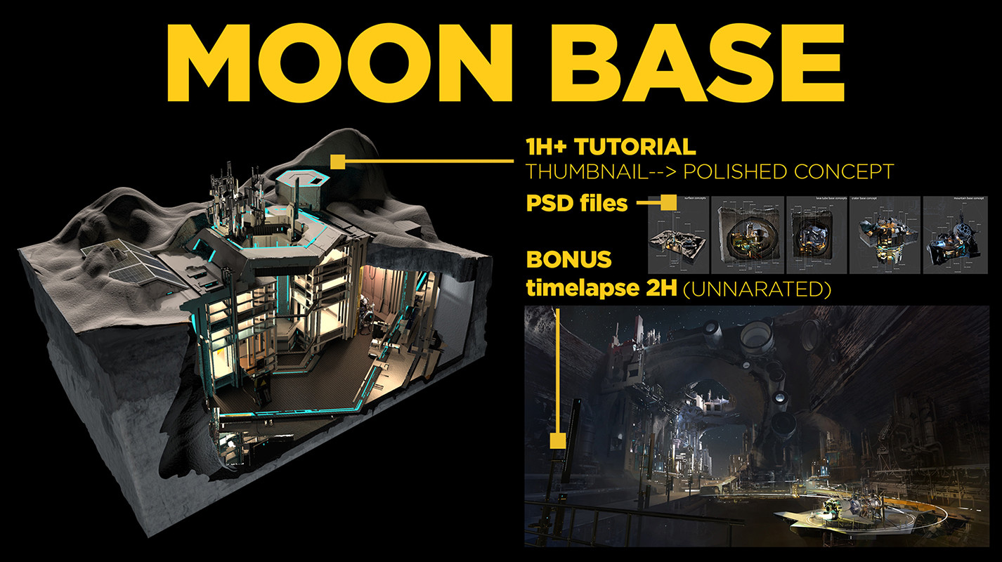 ArtStation - Moon Base Concept Tutorial by Sebastian Luca