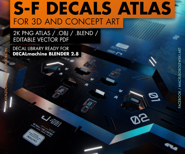 ArtStation - 70+ Sci-Fi DECALS ATLAS for 3D and Concept Art | Game Assets