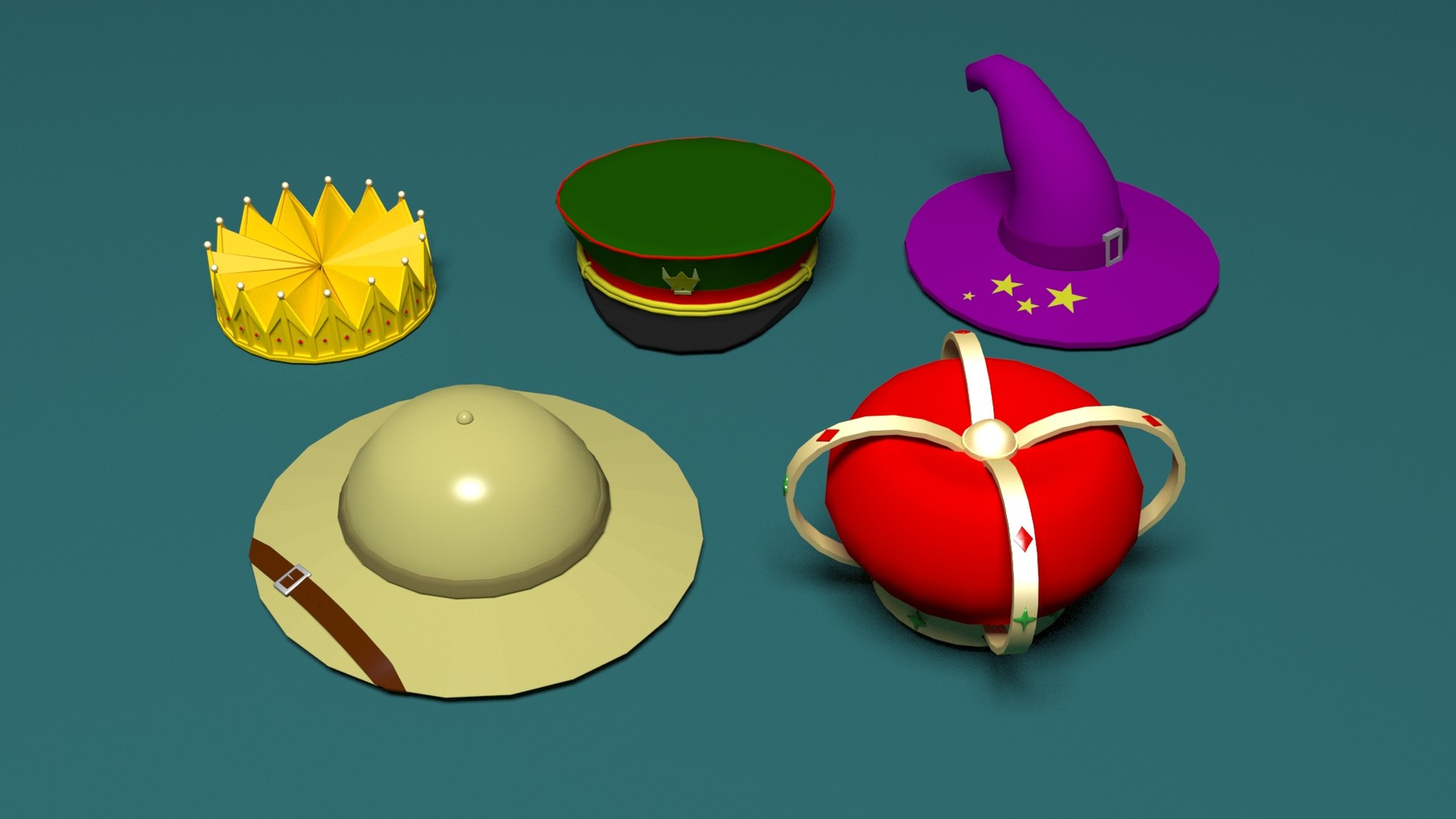 ArtStation - Low Poly Hats No1 | Resources