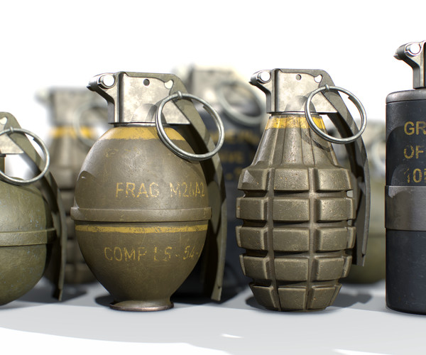 ArtStation - American Frag hand grenade PACK M26 M67 MK2 MK3 | Game Assets