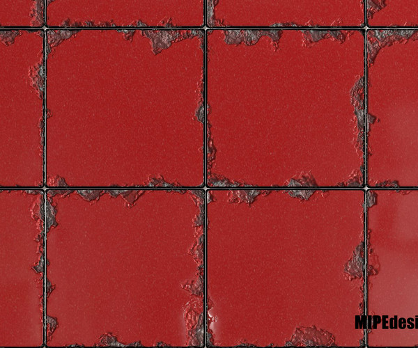 ArtStation - PBR Red Tiles Floor Damaged Texture | Resources