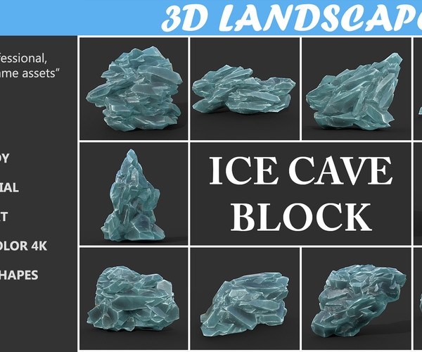 ArtStation - Low poly Ice Block Formation Pack B-190421 | Game Assets