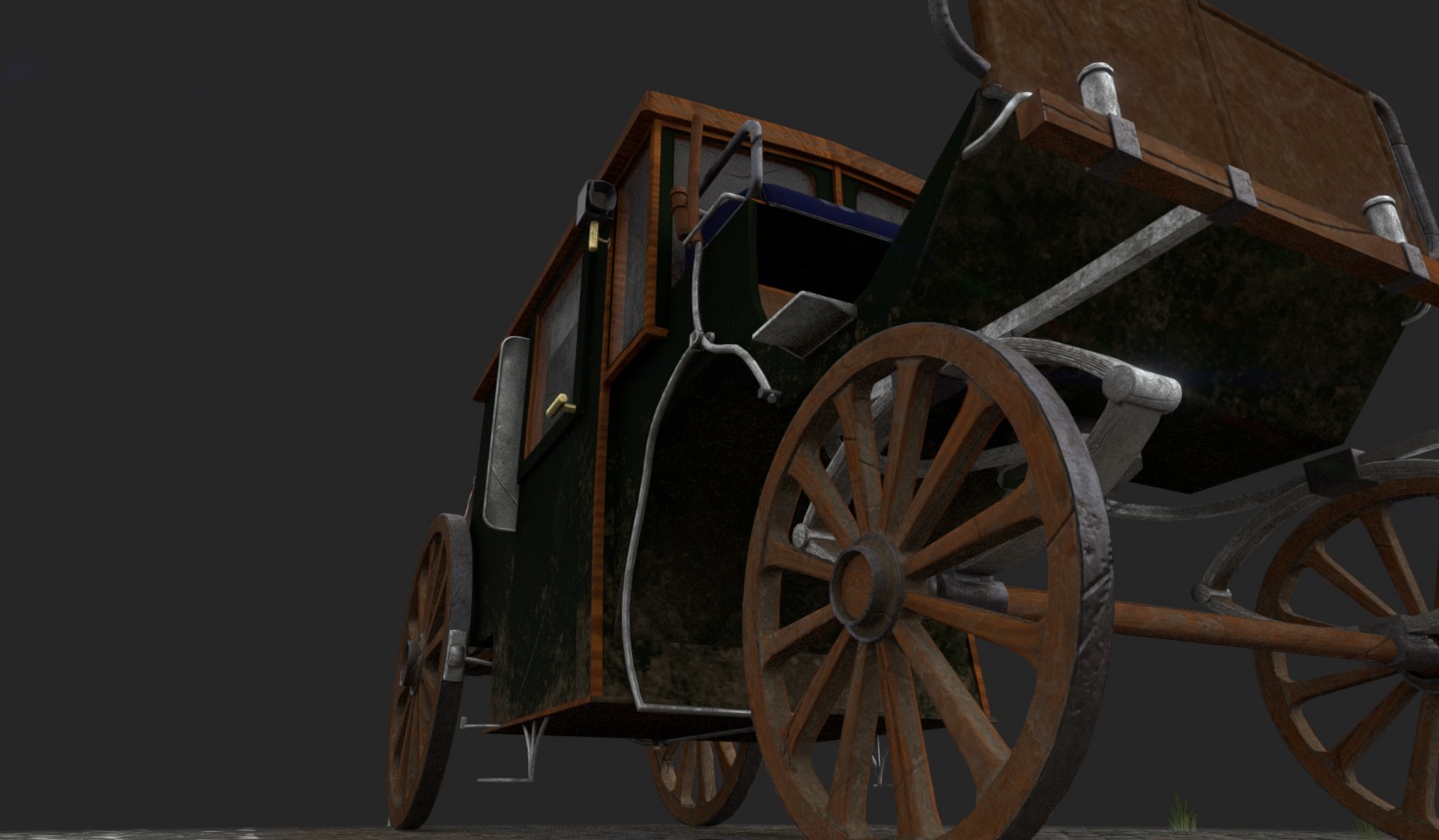 ArtStation - Brougham Horse Drawn Carriage | Game Assets