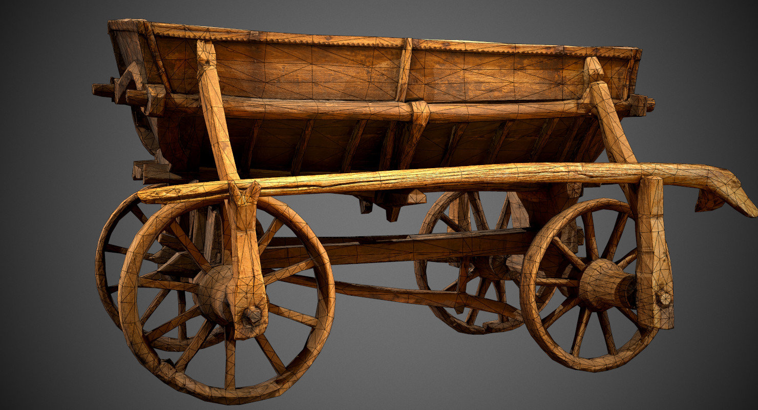 ArtStation - Old Wooden Cart low-poly 3d model | Resources