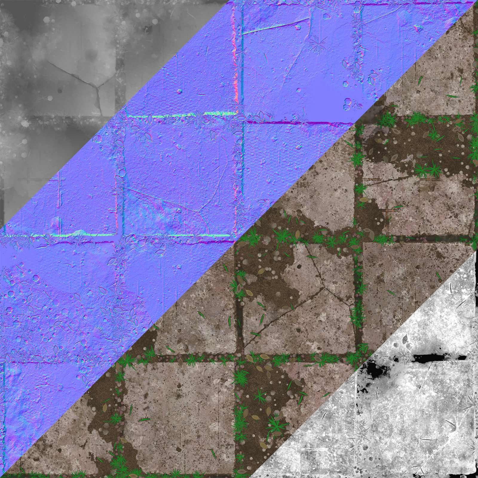 ArtStation - Damaged Concrete Tiles Material - Substance designer ...