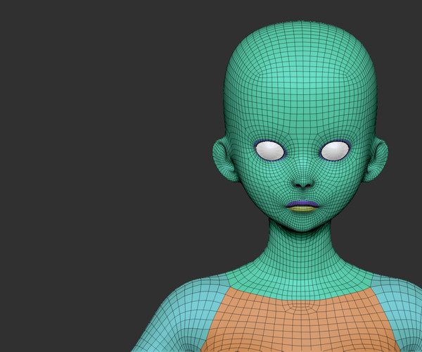 ArtStation - stylized anime woman base mesh | Game Assets