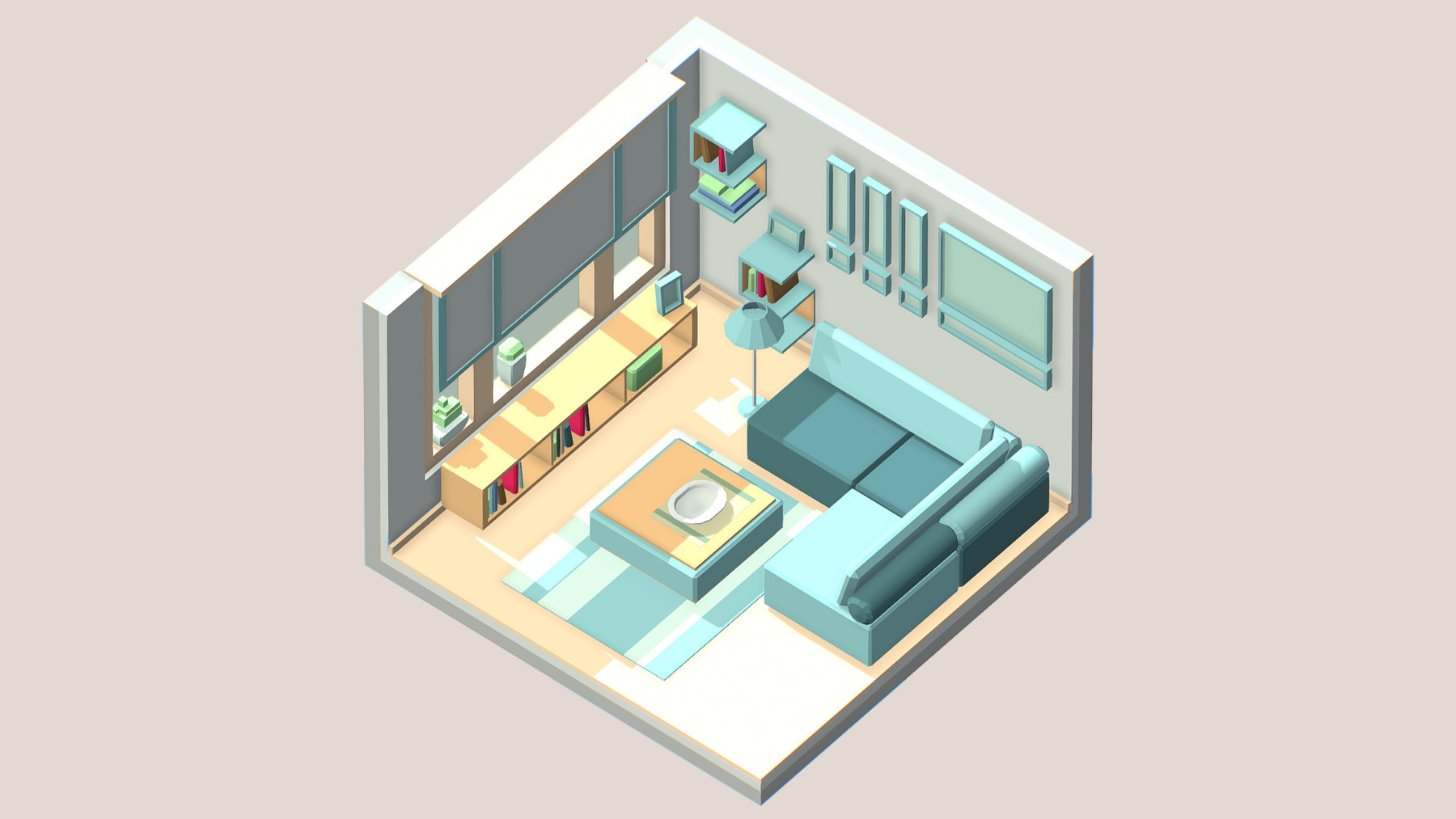 ArtStation - Isometric cartoon living room | Resources