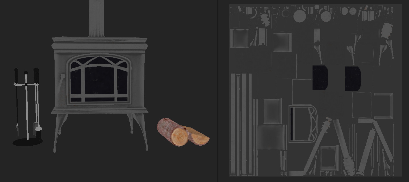 ArtStation - Fireplace and Logs and Equipment Low-poly 3D model | Resources