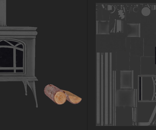 ArtStation - Fireplace and Logs and Equipment Low-poly 3D model | Resources