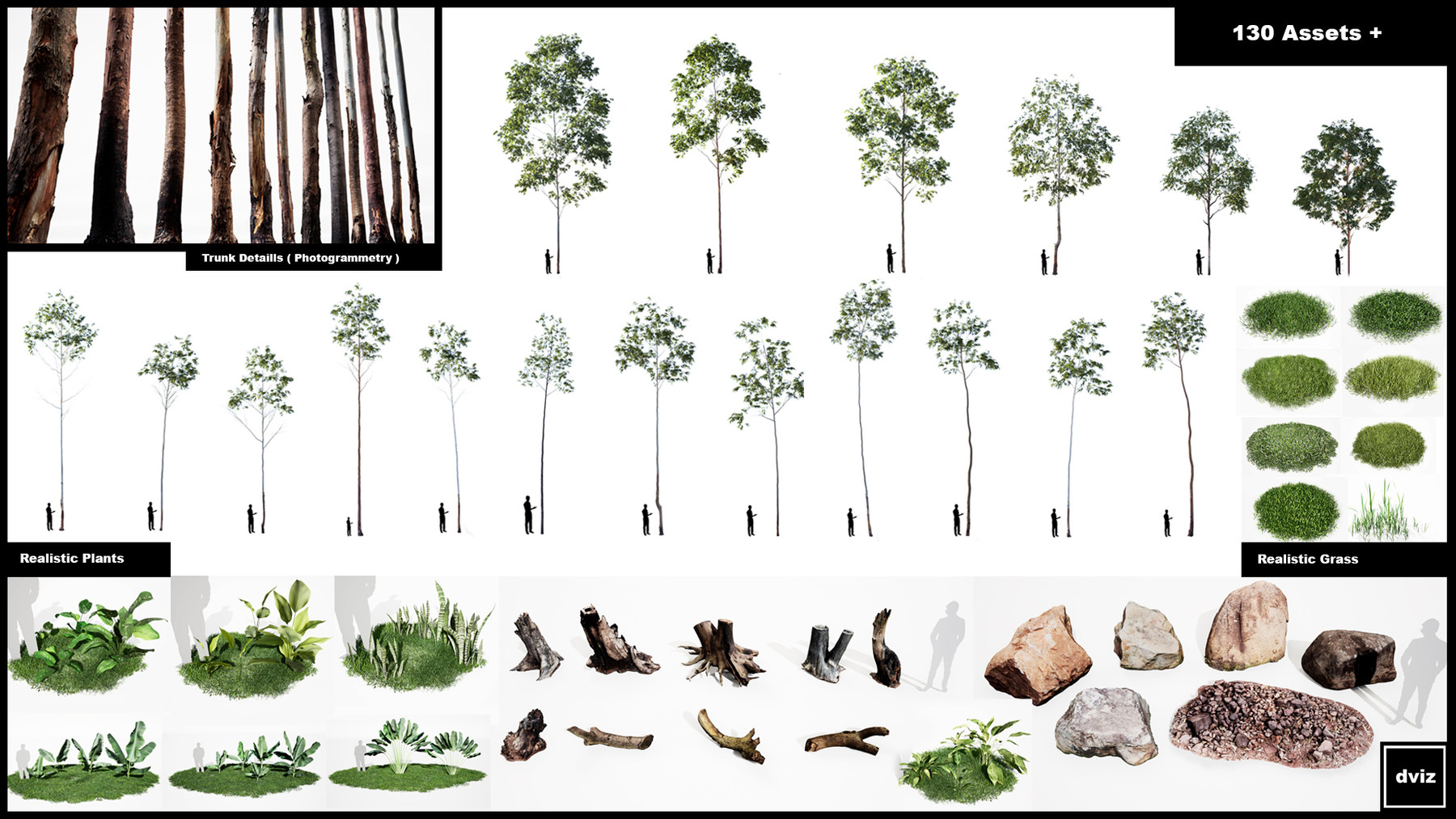 Artstation Realistic Trees Grass Plants Stumps Pack Unreal 8068