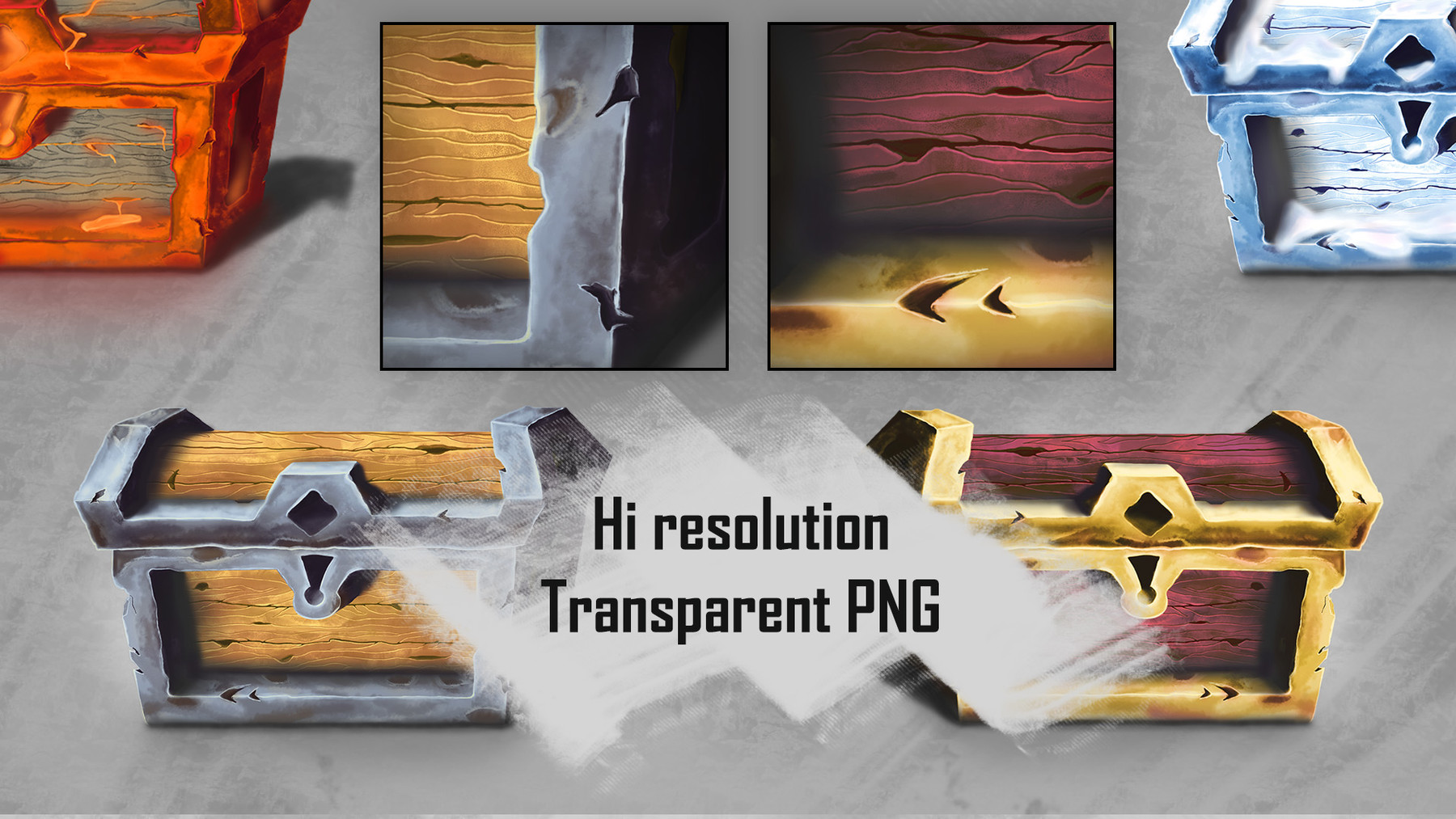 ArtStation - Ancient chests set 2D | Game Assets