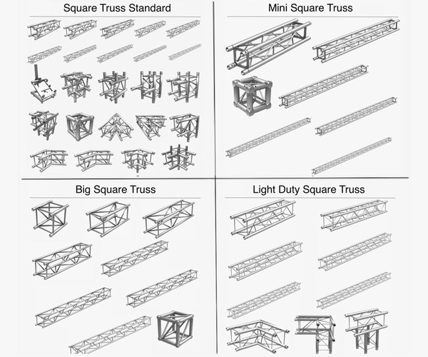 ArtStation - Square Light Trusses Collection - 50 PCS Modular | Resources