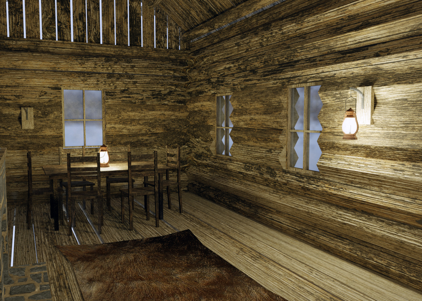 ArtStation - Wooden Hut With Interior | Game Assets
