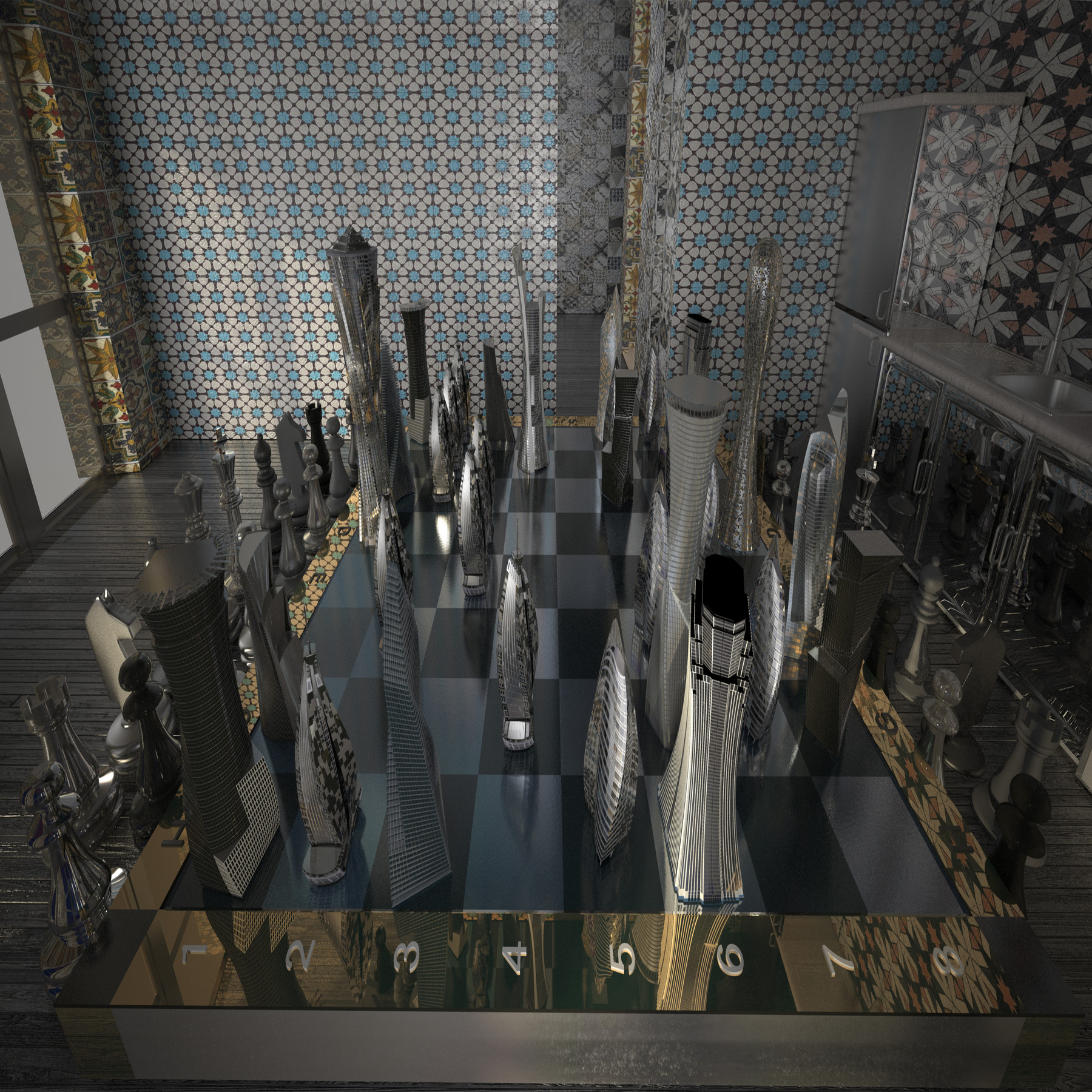 ArtStation - Architectural 3D Chess Board | Artworks