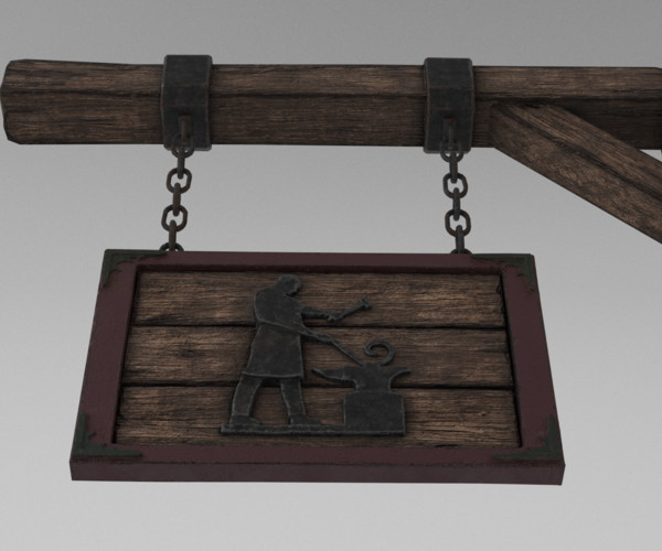 ArtStation - Medieval Blacksmith Sign | Game Assets