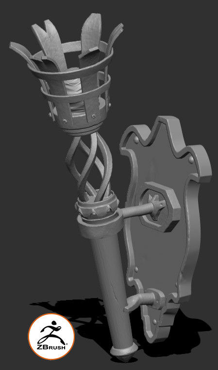 ArtStation - Burning Medieval Torch complete with Stand and Holder ...