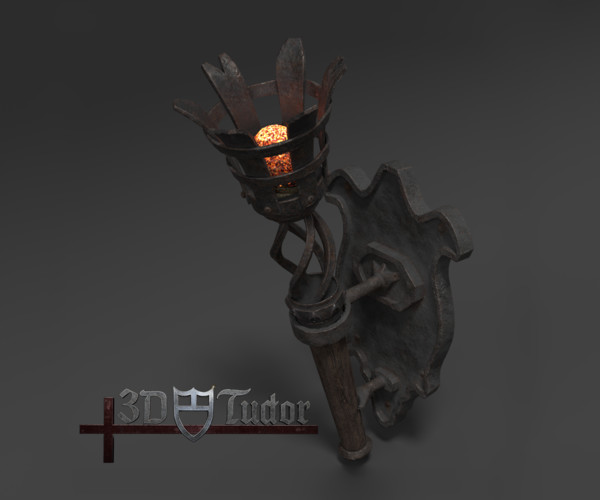 ArtStation - Burning Medieval Torch complete with Stand and Holder ...