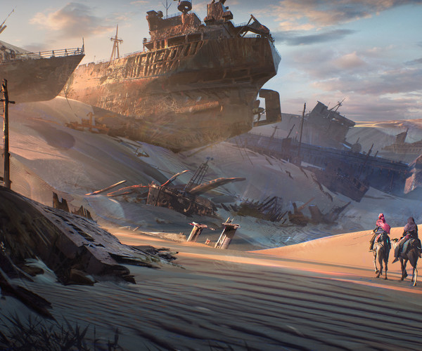 ArtStation - Ship Graveyard Key art Full video process | Tutorials