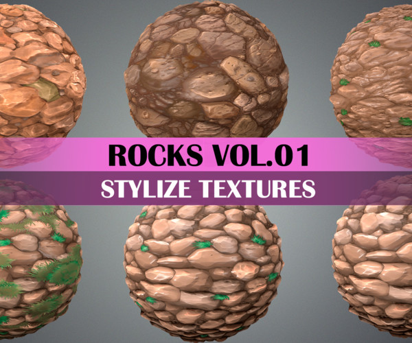 ArtStation - Stylized Rocks Vol.01 - Hand Painted Textures | Game Assets