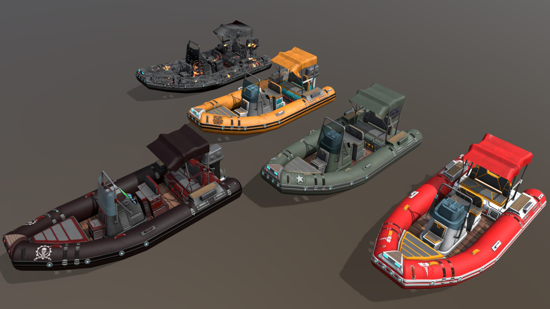 ArtStation - Low poly Zodiac boat set | Game Assets