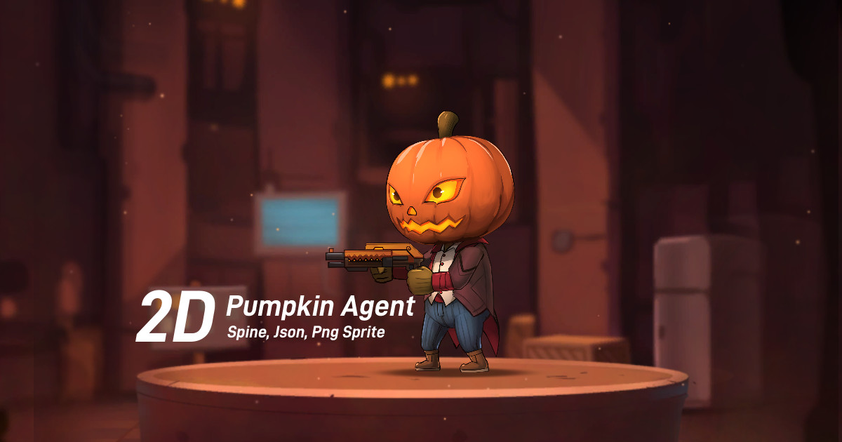 ArtStation - 2D Chibi Pumpkin Agent Game Character (Spine) | Game Assets