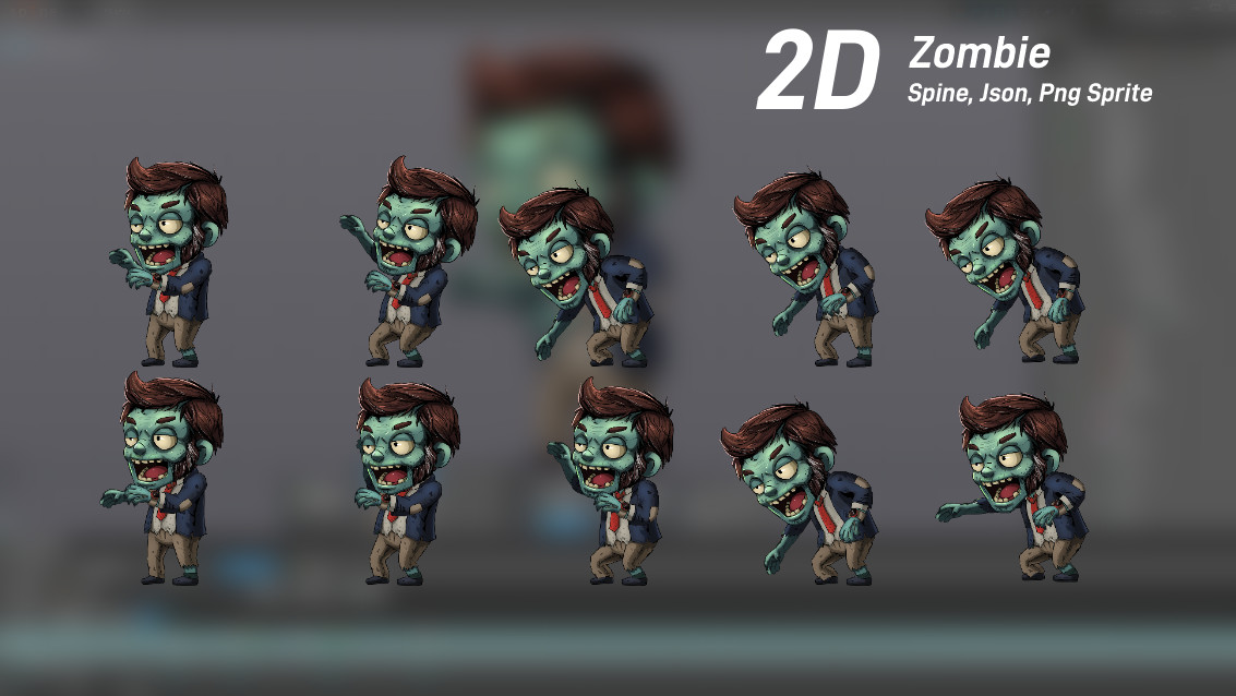 ArtStation - 2D Chibi Zombie Businessman | Game Assets