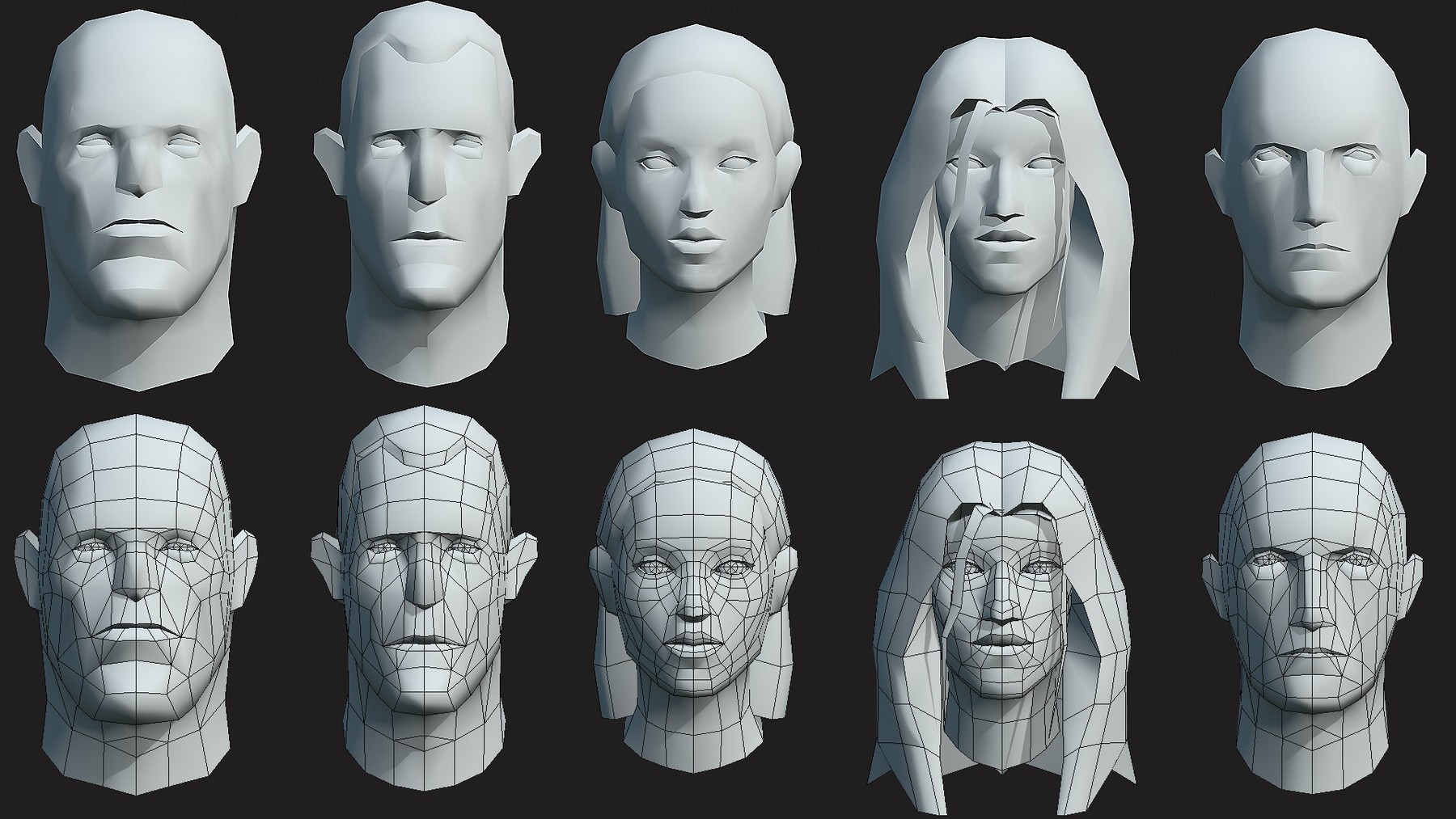 ArtStation - Low poly head base meshes pack | Resources