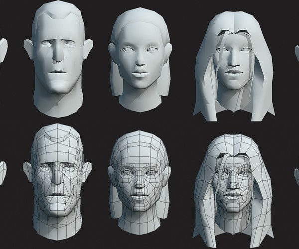 ArtStation - Low poly head base meshes pack | Resources