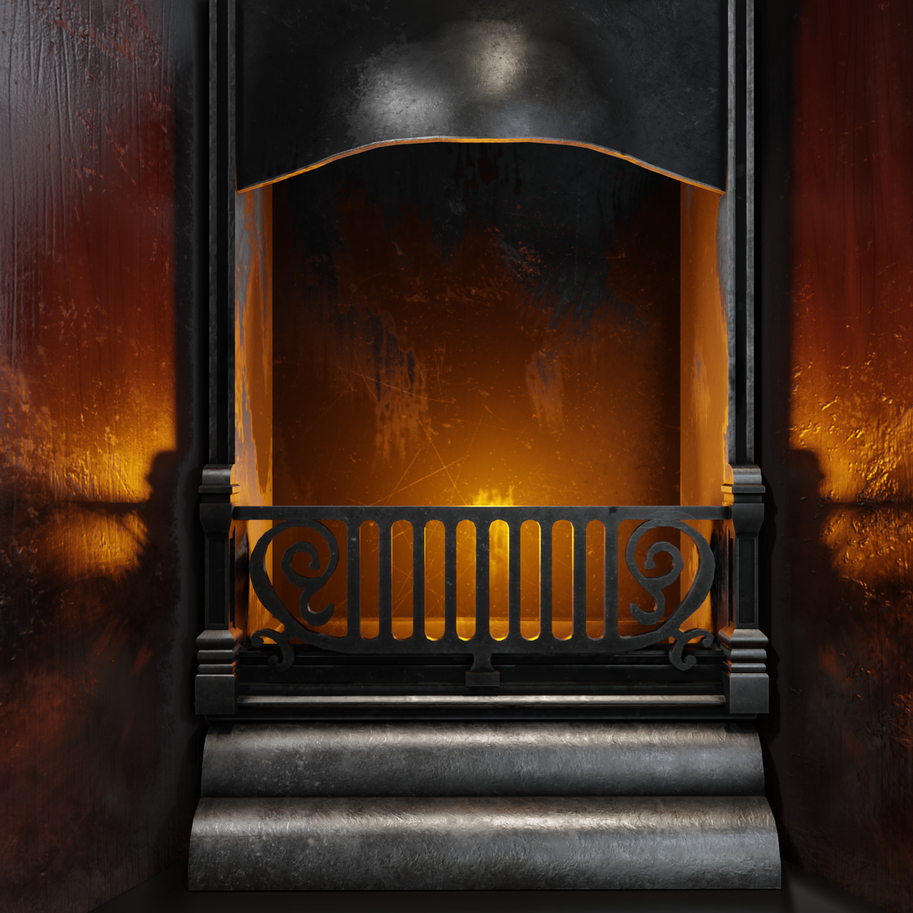 ArtStation - Wooden Fireplace 3D Model | Resources