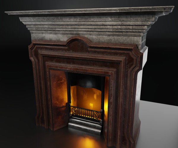 ArtStation - Wooden Fireplace 3D Model | Resources