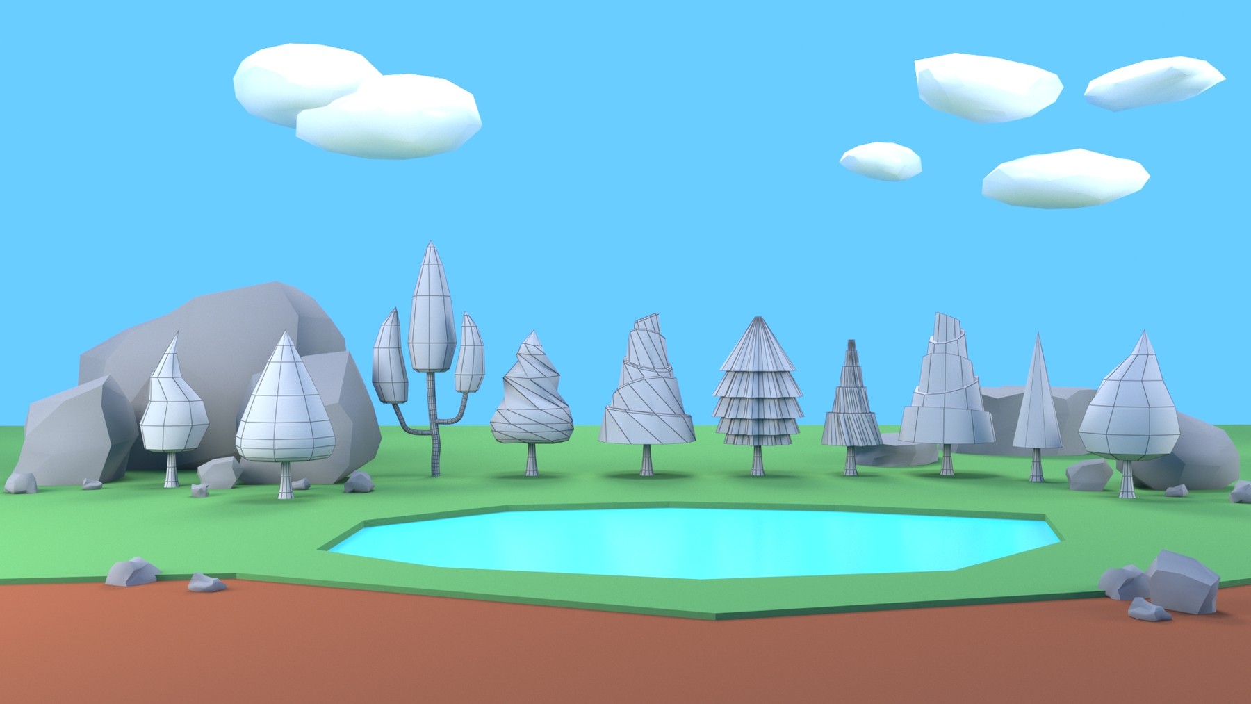 ArtStation - Trees Plants rocks low poly | Game Assets