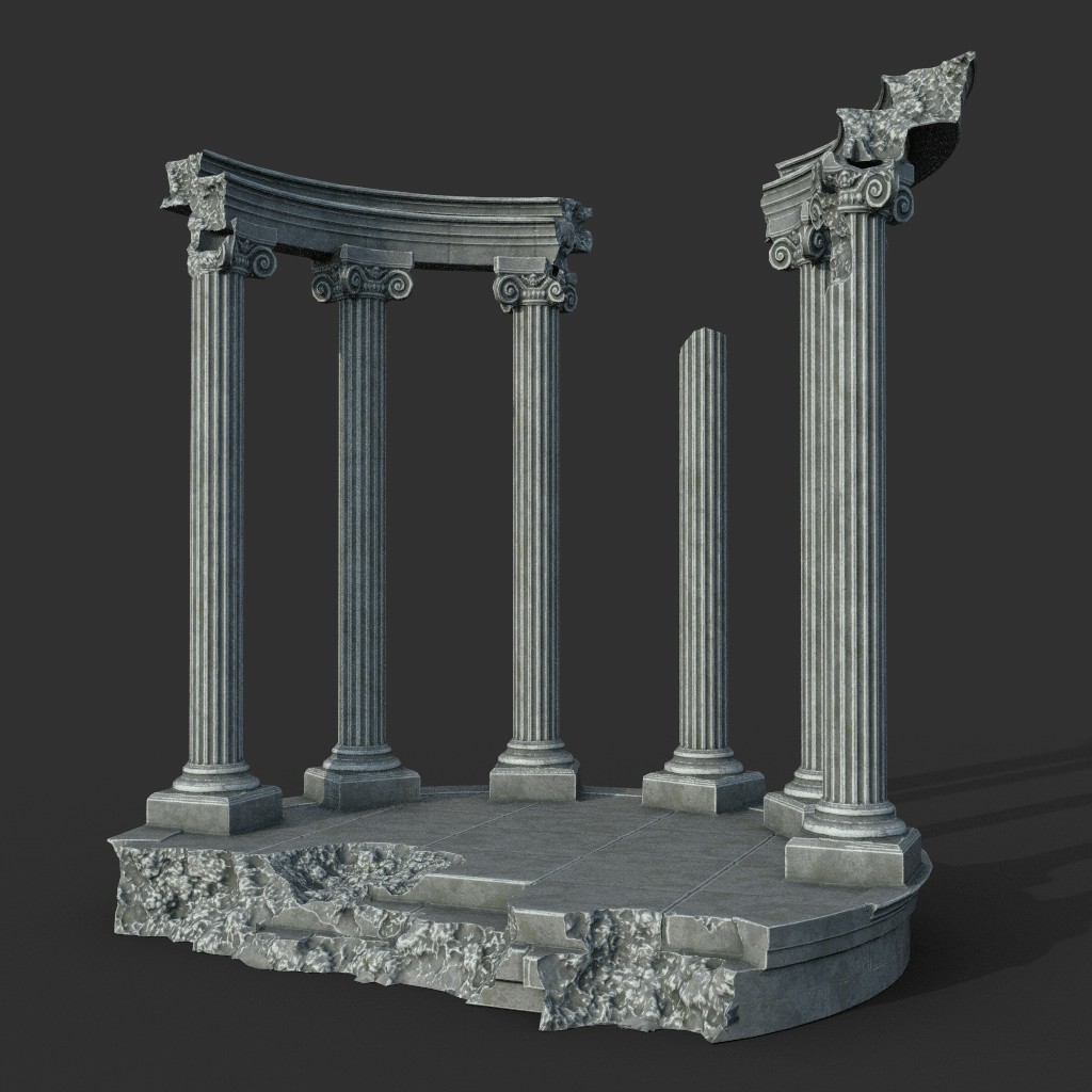 ArtStation - Low poly Ancient Roman Ruin Construction Pack 01 - White ...