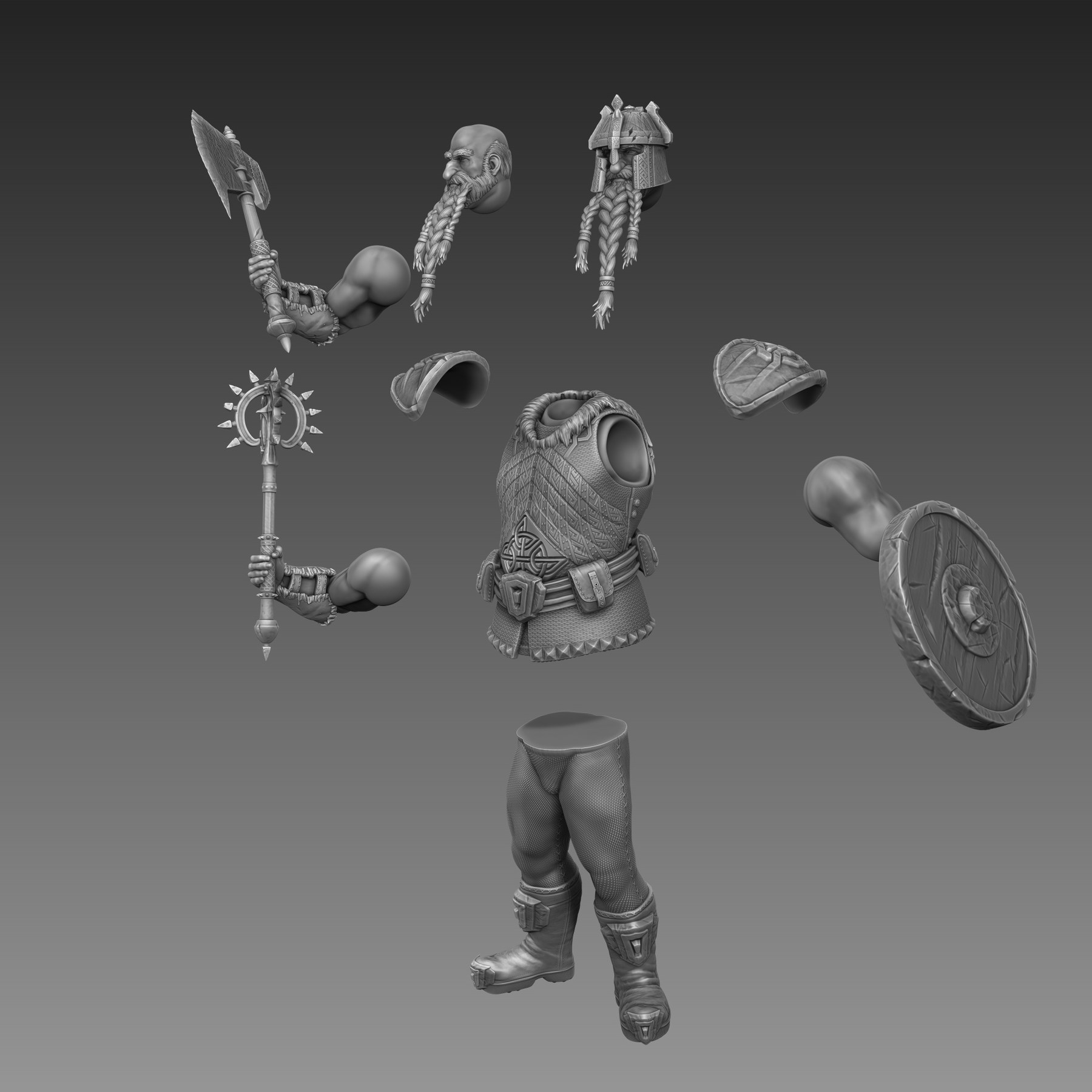 ArtStation - Dwarf Warrior 3D Print Ready - .ZPR, .OBJ, .STL files ...