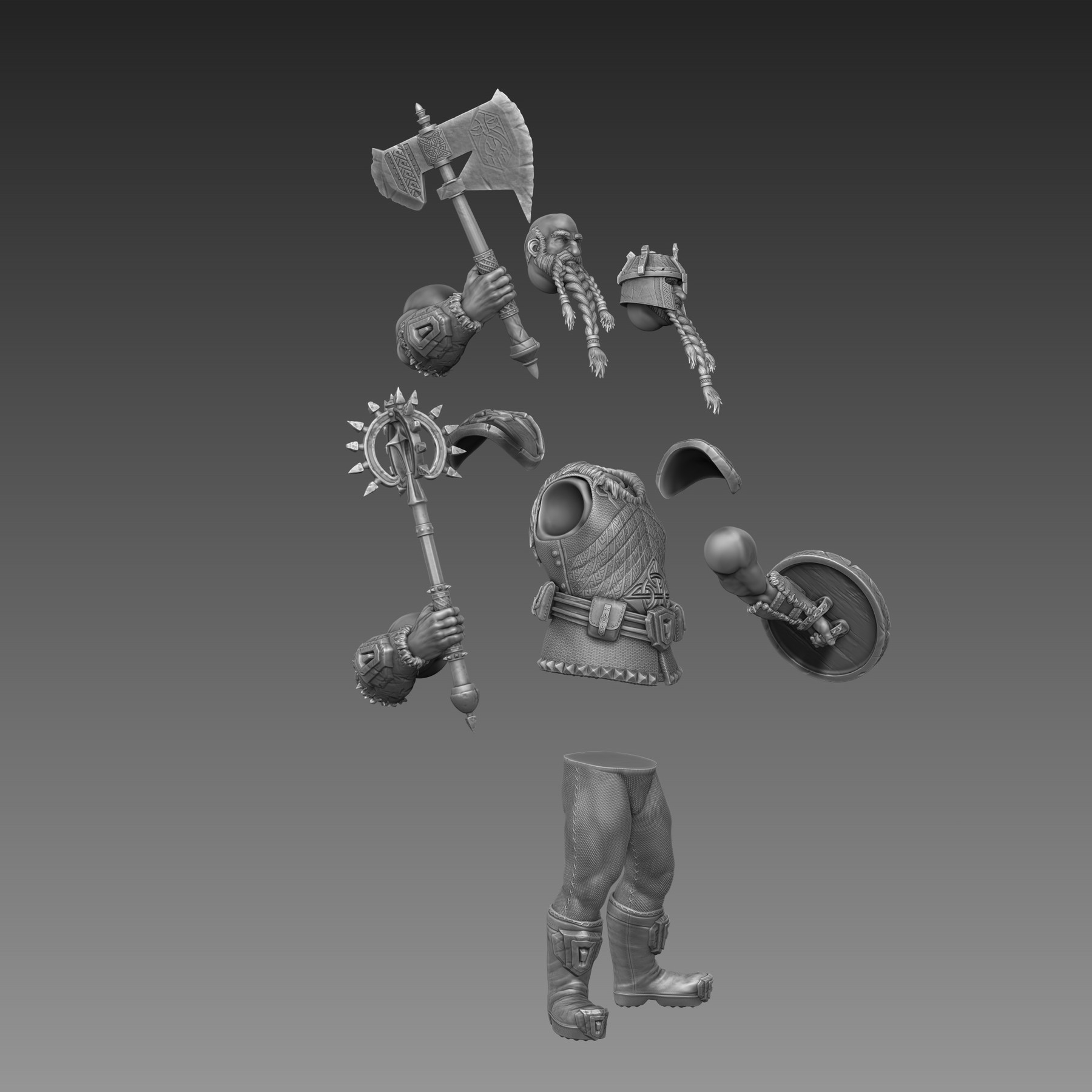 ArtStation - Dwarf Warrior 3D Print Ready - .ZPR, .OBJ, .STL files ...