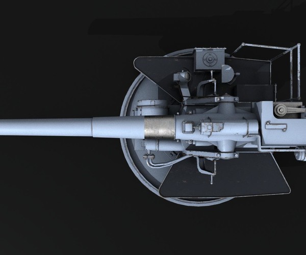 ArtStation - QF 120mm Mk VIII naval gun | Game Assets