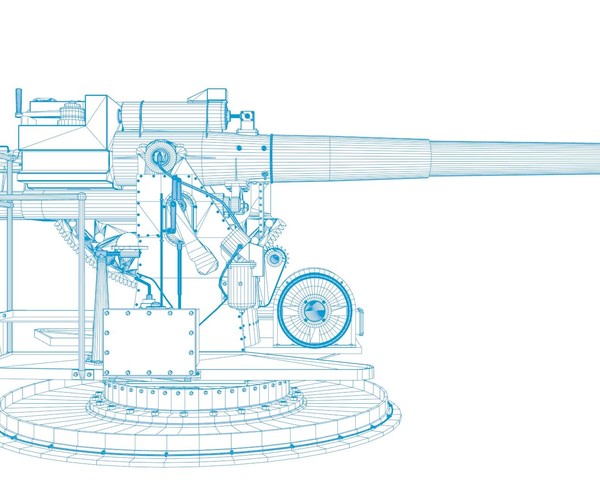 ArtStation - QF 120mm Mk VIII naval gun | Game Assets