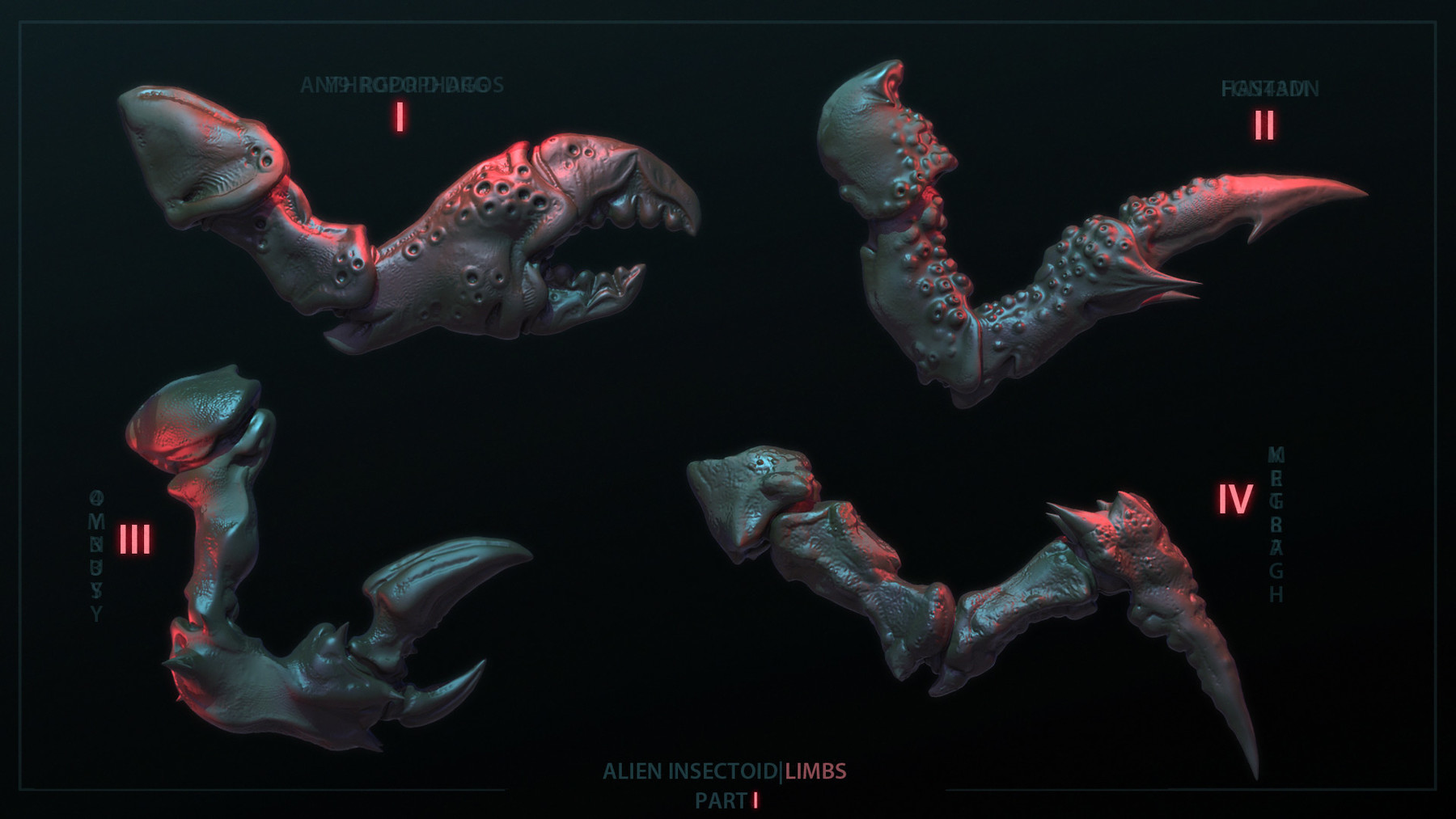 ArtStation - Alien Insectoid Limbs – 30 IMM Brushes Part I | Brushes