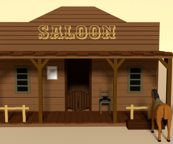 ArtStation - Low Poly Cartoon Saloon - Western Scene | Resources