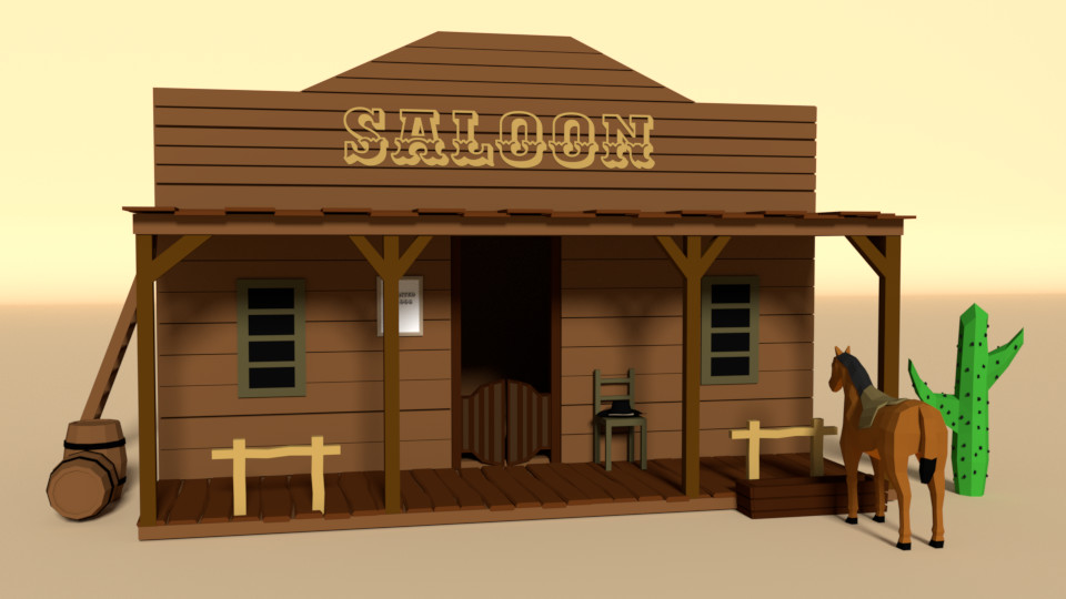 ArtStation - Low Poly Cartoon Saloon - Western Scene | Resources